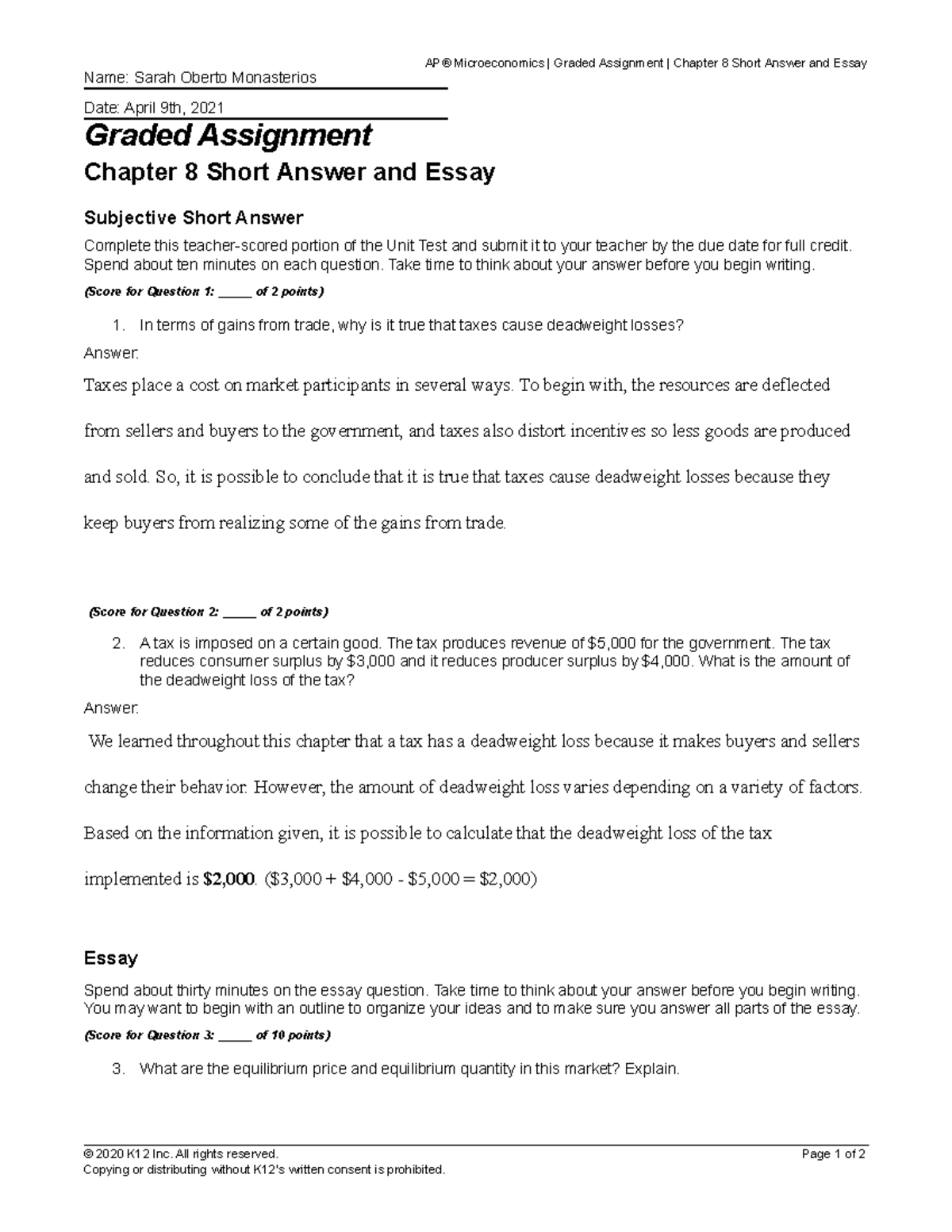 Chapter 8 - Test Part 2 - (AP MICROECONOMICS) - Sarah - AP ...