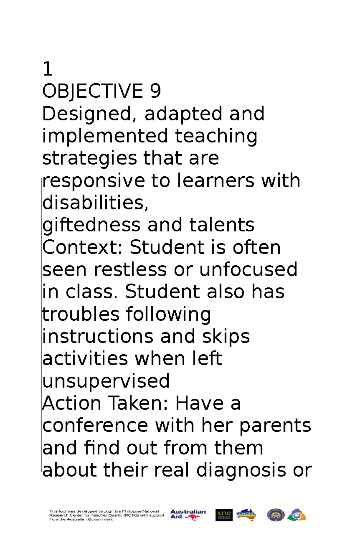 TRF - Strategies for Supporting Learners with Disabilities - Studocu