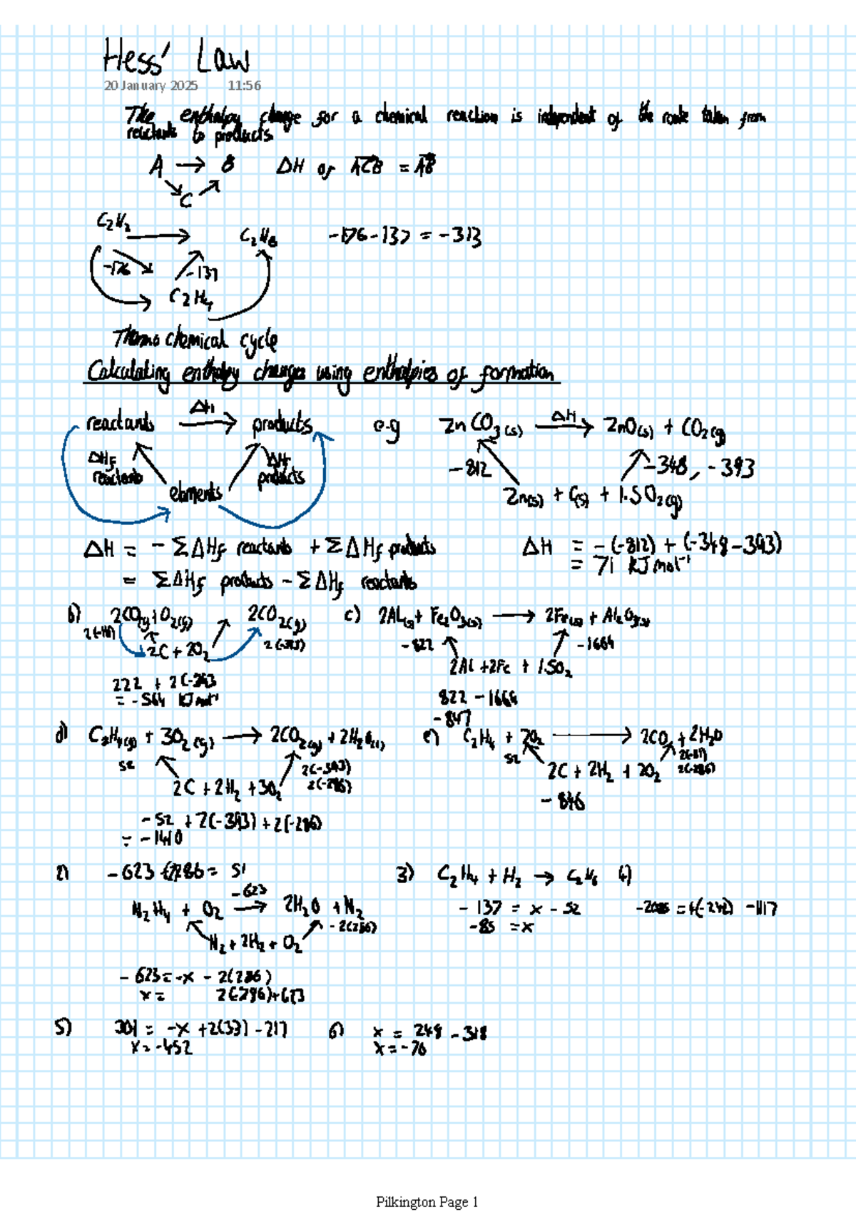 Hess' Law: Enthalpy Changes and Thermochemical Calculations (Law 20 ...