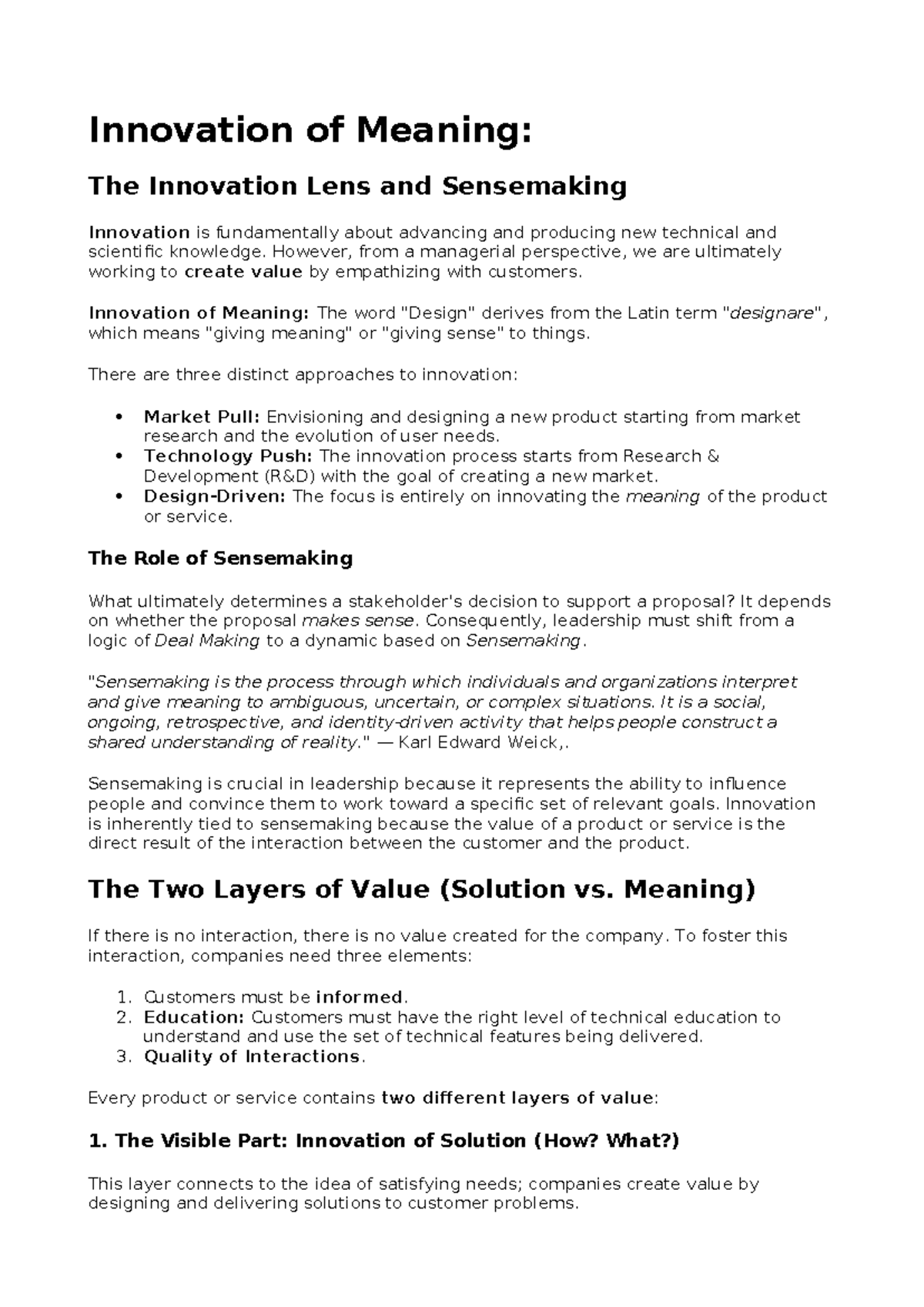 Innovation of Meaning: Sensemaking and Value Creation in Management ...