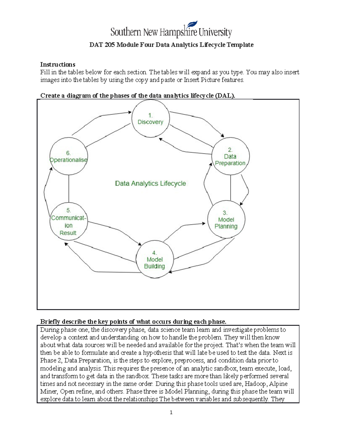 DAT 205 Module Four Data Analytics Lifecycle Overview Template - Studocu