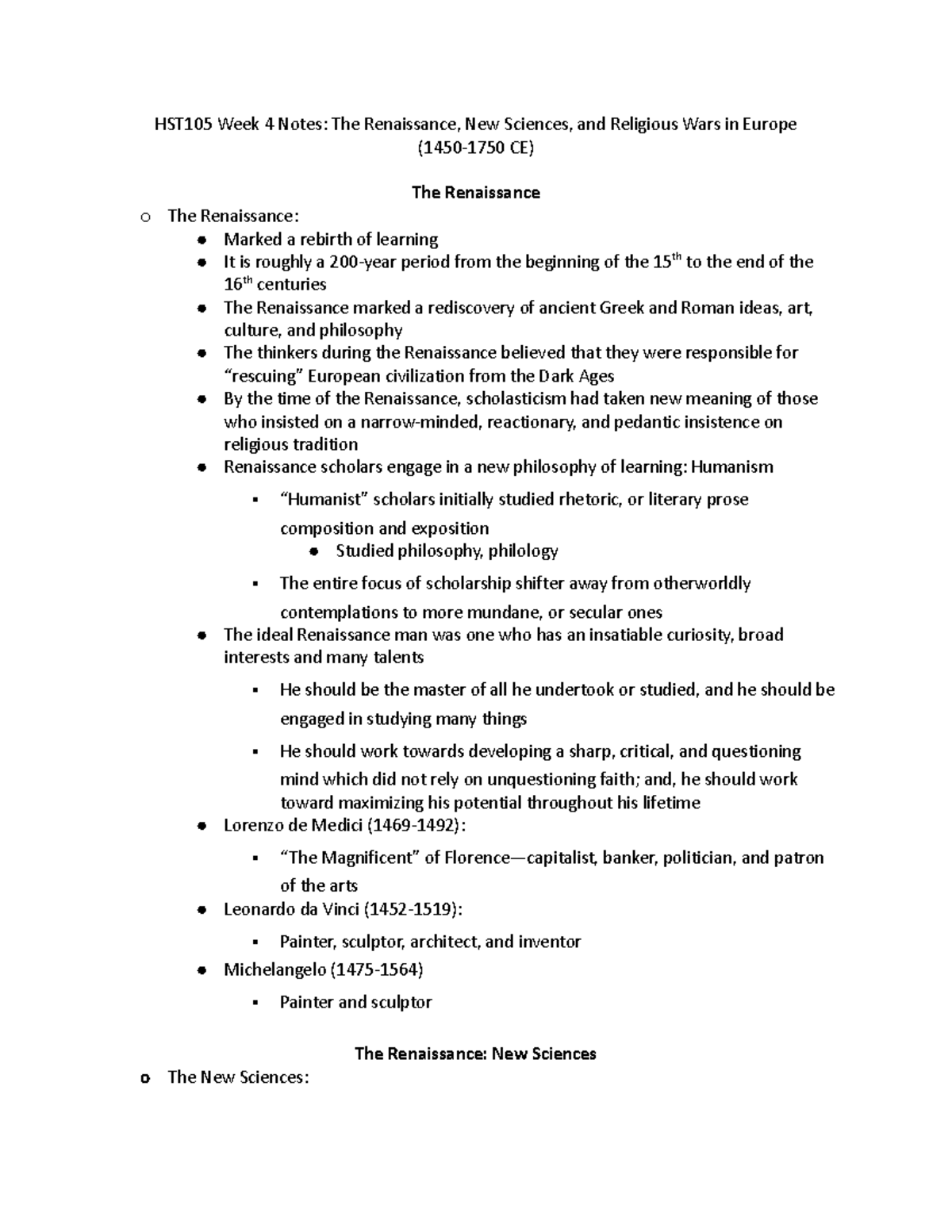 HST105 Final Exam Notes: The Renaissance to Absolute Monarchies - Studocu