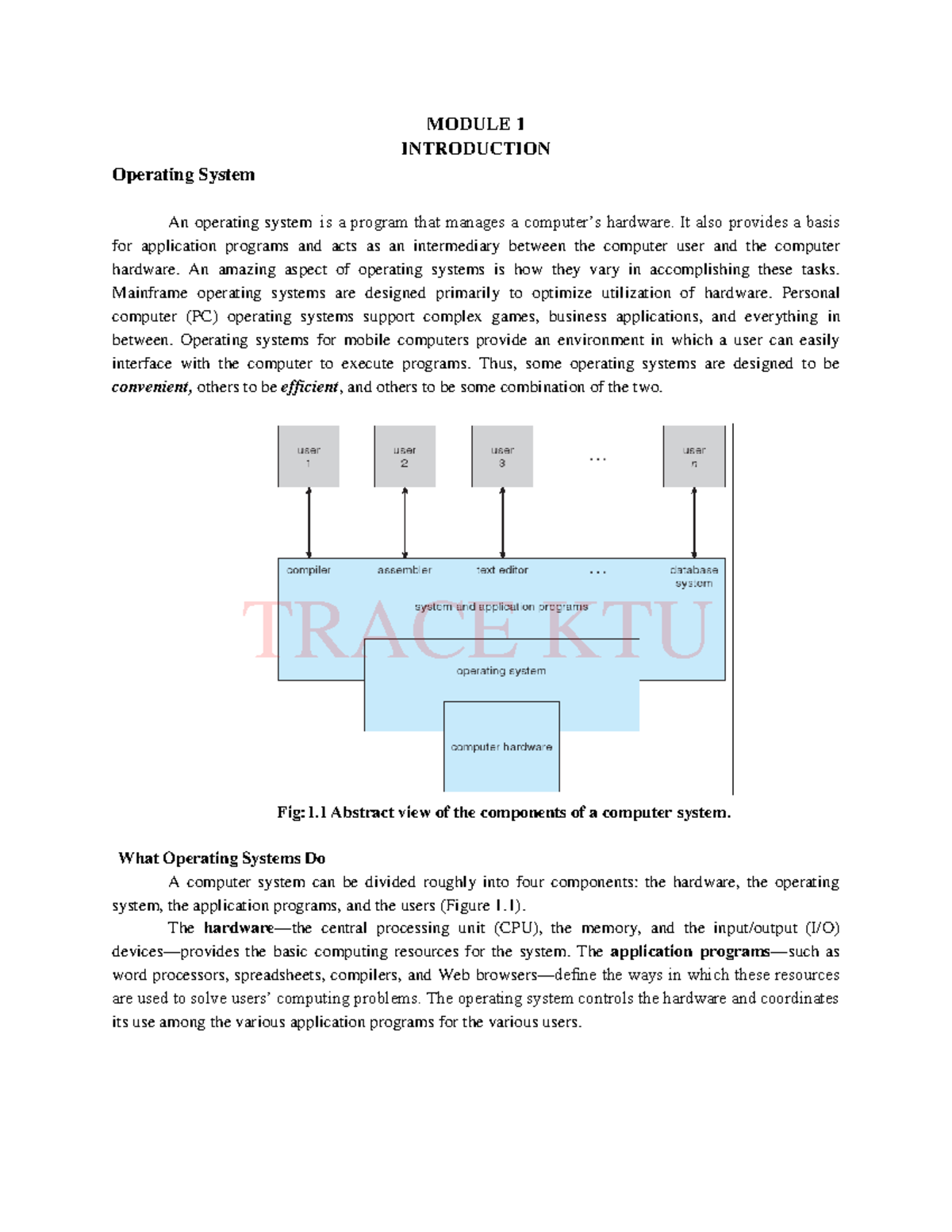 OS Module 1 - Operating System MODULE 1 INTRODUCTION An operating ...