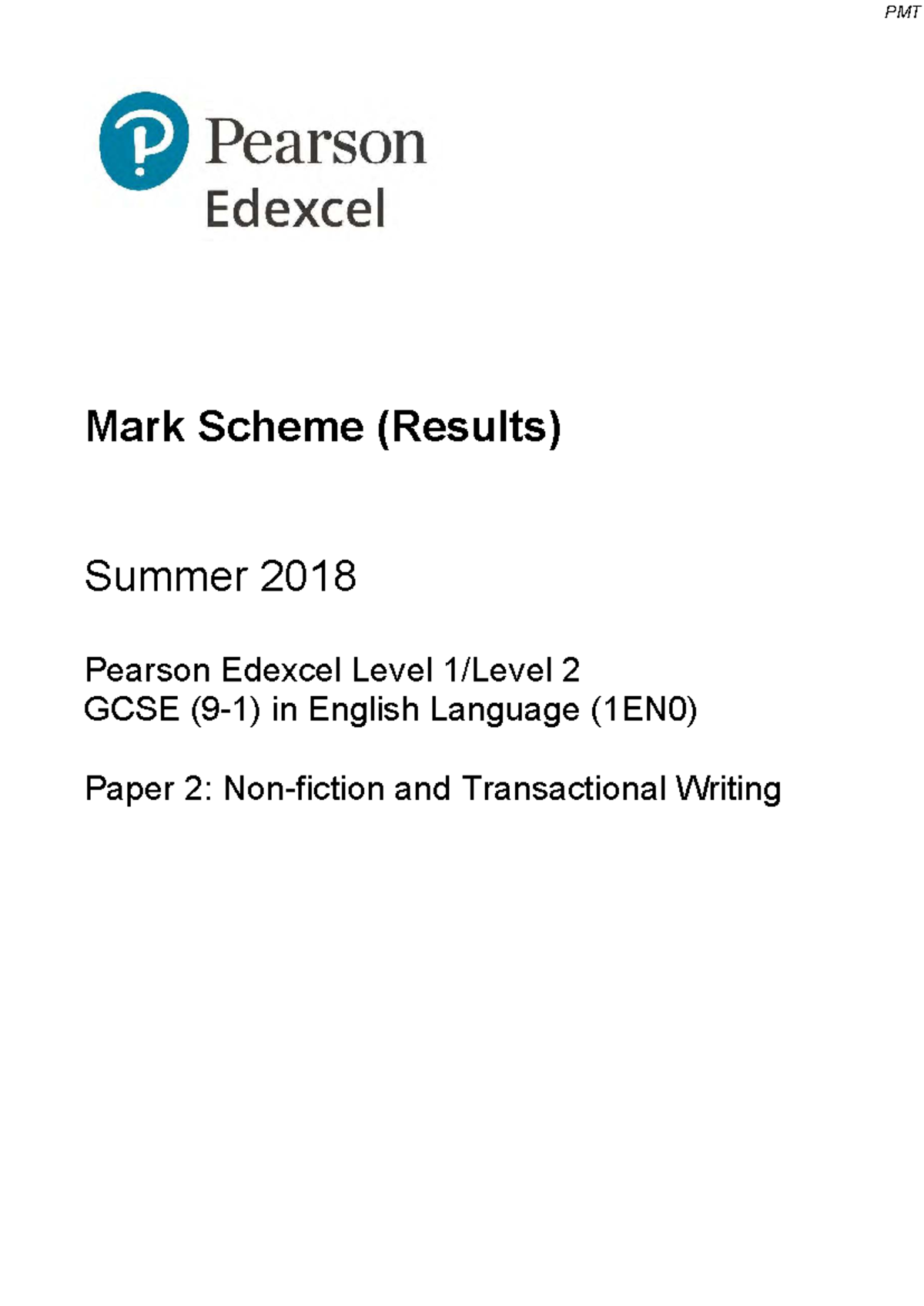 June 2018 MS - Paper 2 Edexcel English Language GCSE - Mark Scheme ...