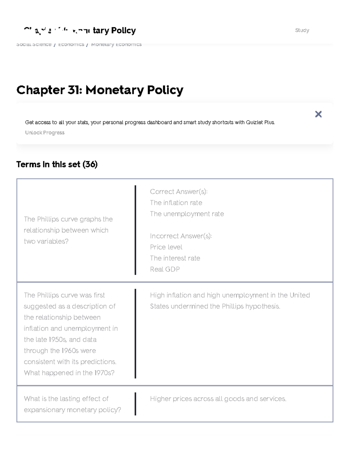 Chapter 31: Monetary Policy Quizlet Flashcards Review - Studocu