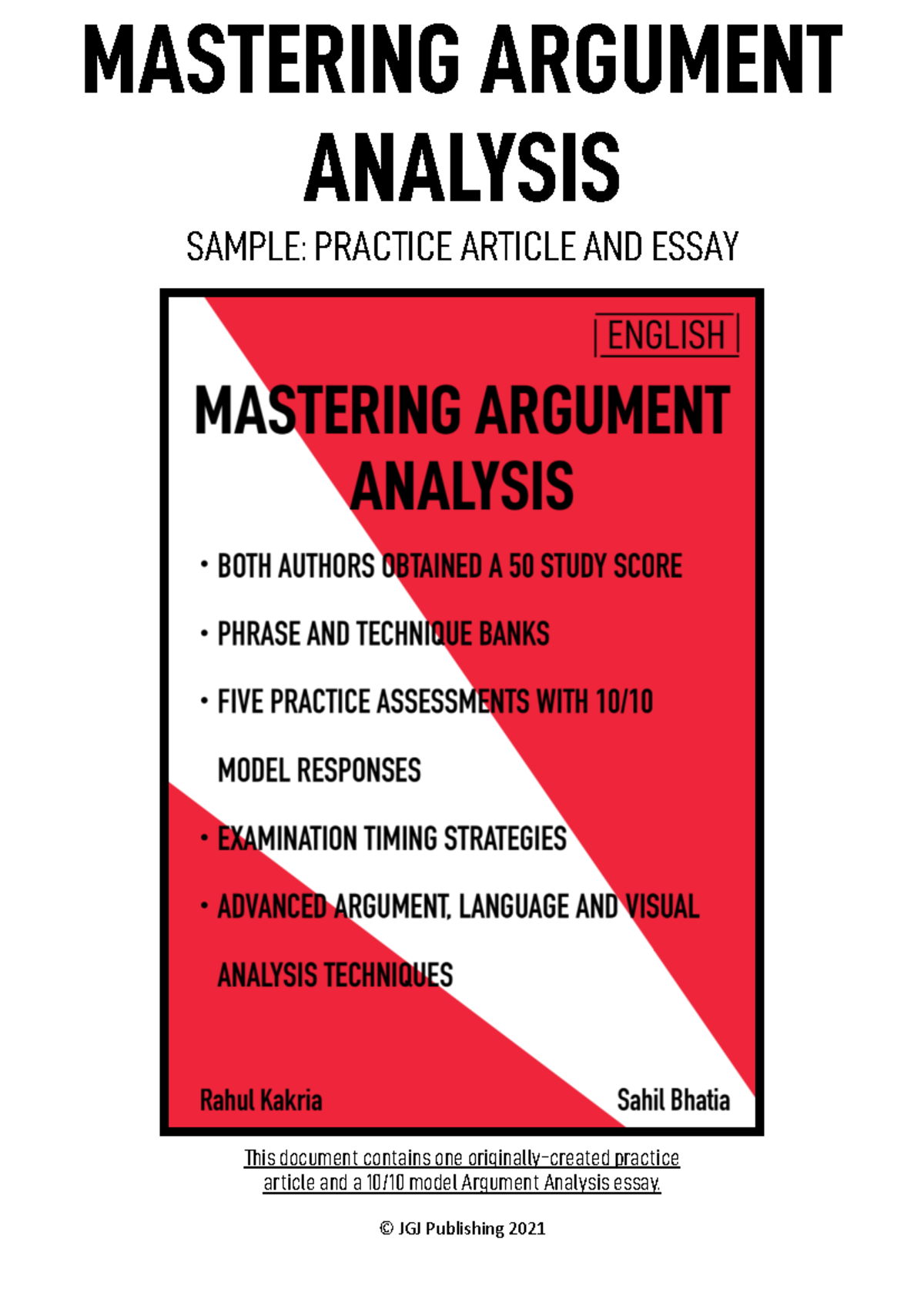 VCE ENGLISH: MASTERING ARGUMENT ANALYSIS - PRACTICE ARTICLE & ESSAY ...