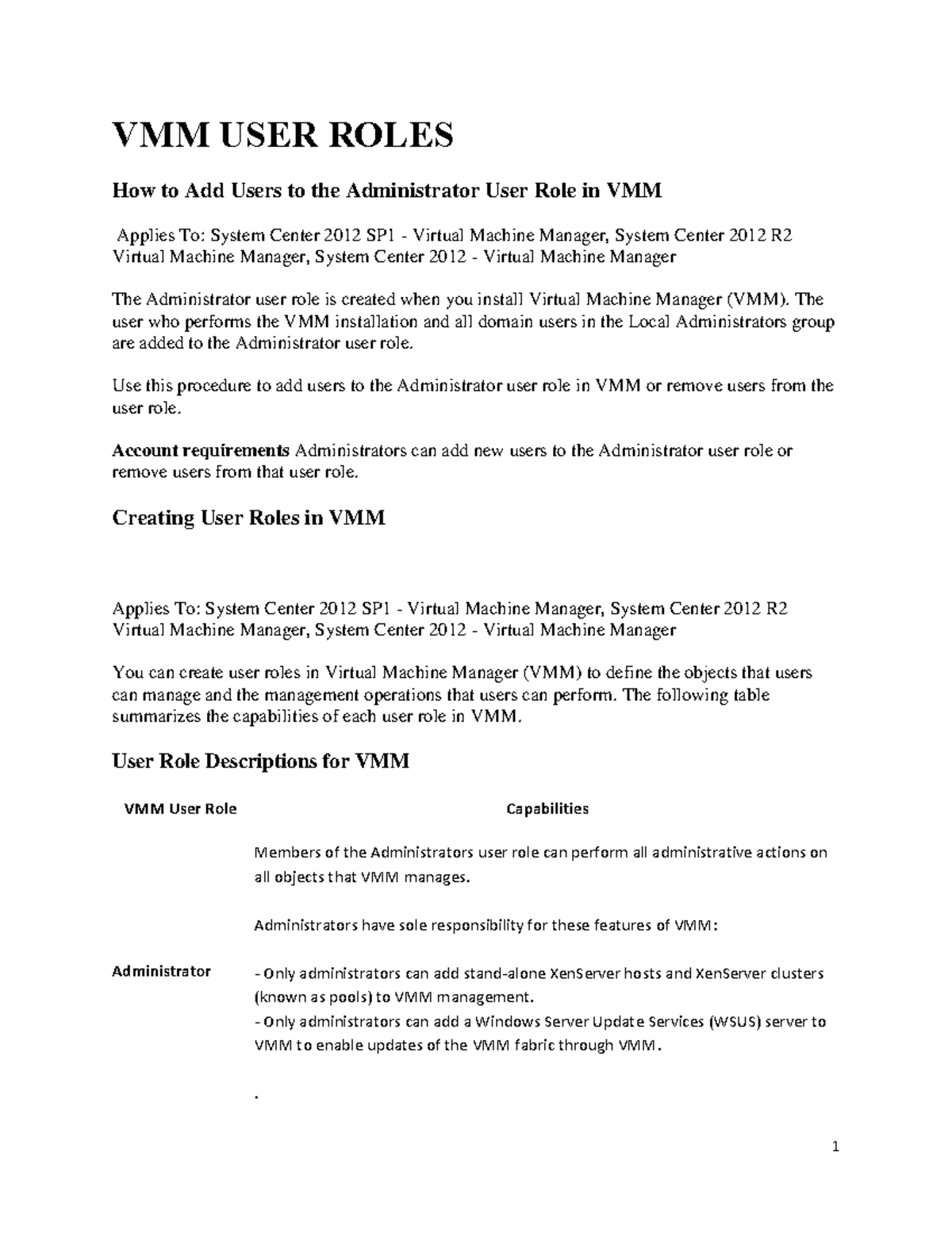 VMM User Roles: Adding Users to Administrator Role in System Center ...