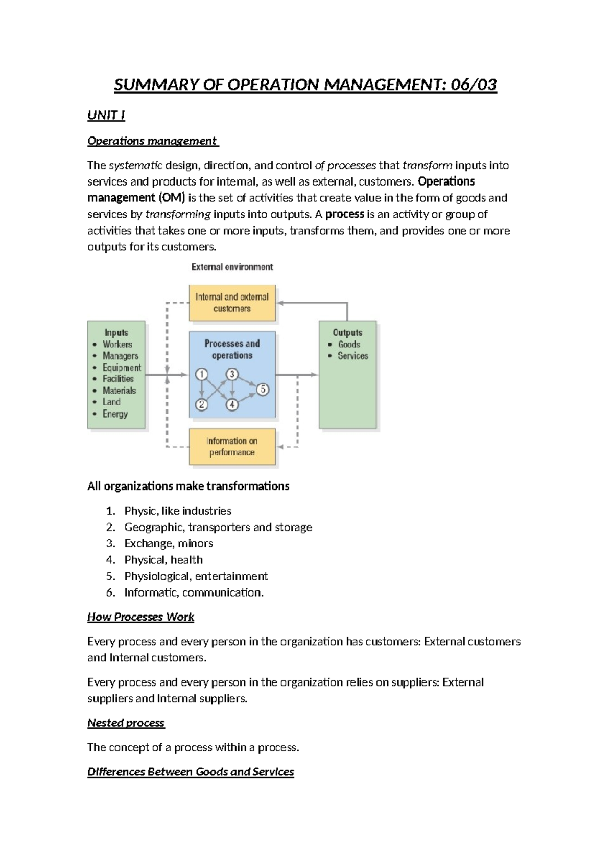 Summary of OM: Operation Management Overview for GBM Studies - Studocu