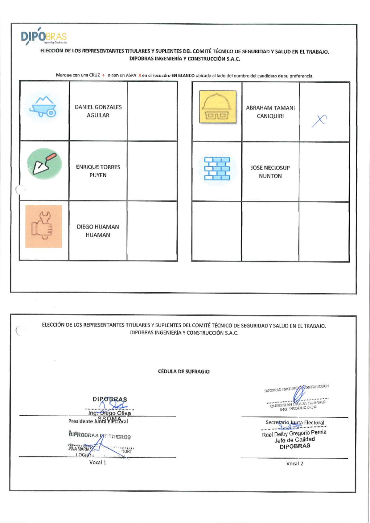 DIPO:: Votos para la Elección del Comité Técnico de SST en DIPOBRAS ...