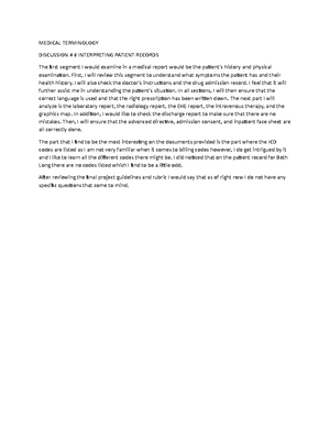 Medical Terminology Final Project - HCM 205 Final Project Template A ...