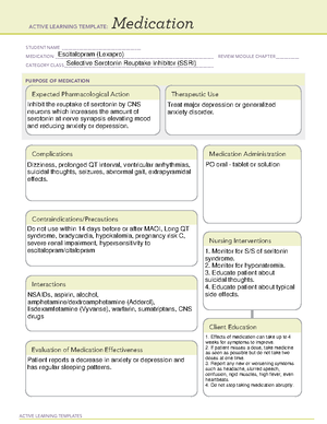 Atorvastatin - ATI Medication Template - ACTIVE LEARNING TEMPLATES ...