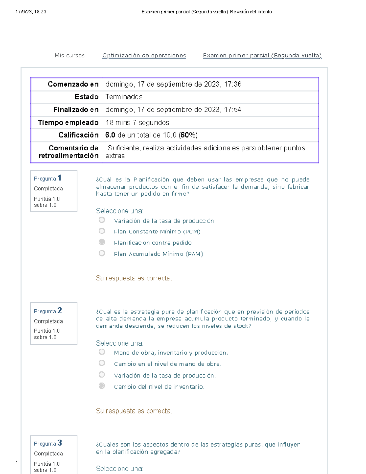 Revisión del intento 1 - Examen Primer Parcial (Segunda Vuelta) - Studocu