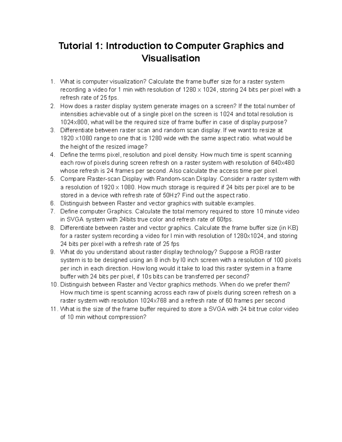 Tutorial 1: Intro to Computer Graphics & Visualization - Studocu