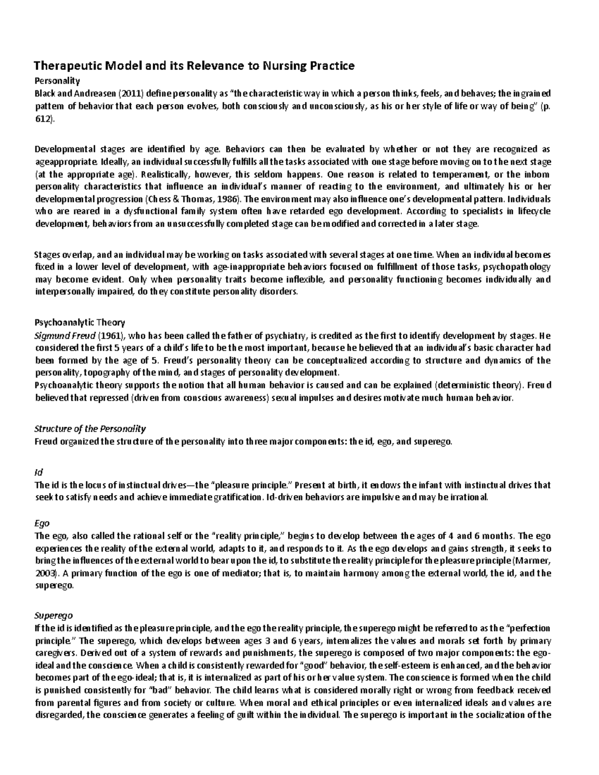NUR 317: Therapeutic Models in Nursing Practice and Their Importance ...