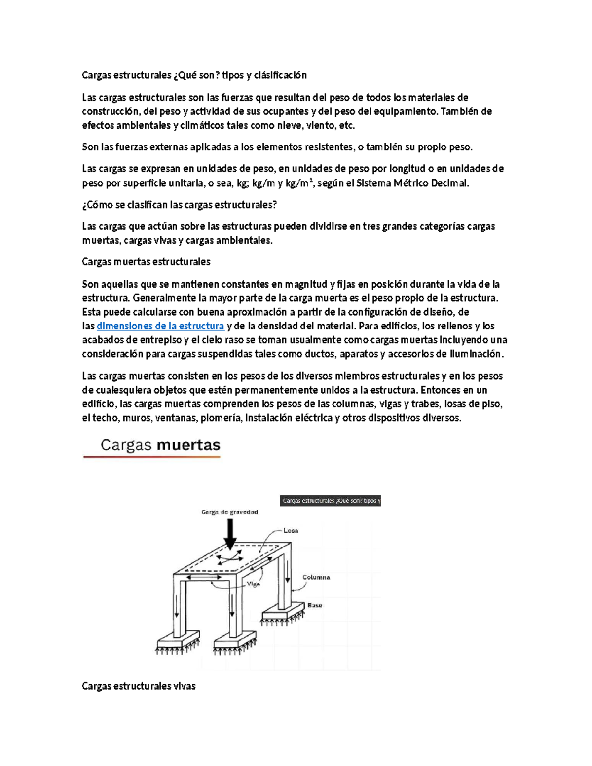 Cargas Estructurales: Tipos y Clasificación en Construcción - Studocu
