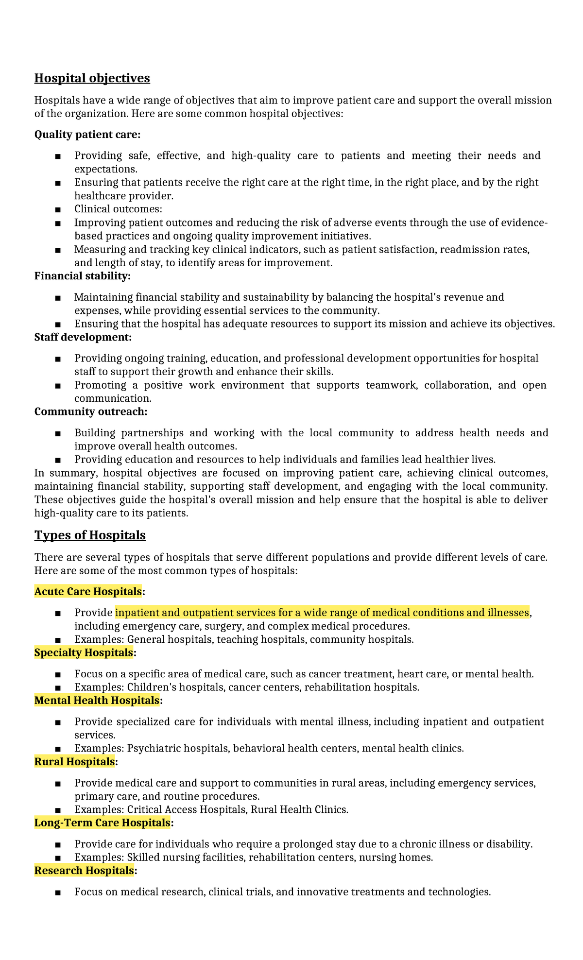 Hospital Objectives: Enhancing Patient Care & Operational Efficiency ...