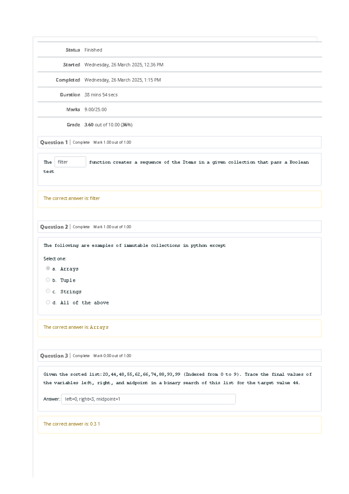 Python Sorting Algorithms Test Review Cs101 Class Of 2025 Studocu