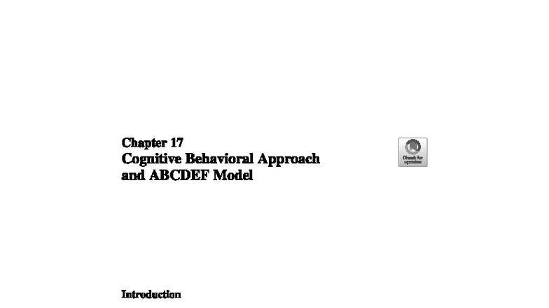 Chapter 17: Cognitive Behavioral Coaching & ABCDEF Model Overview - Studocu