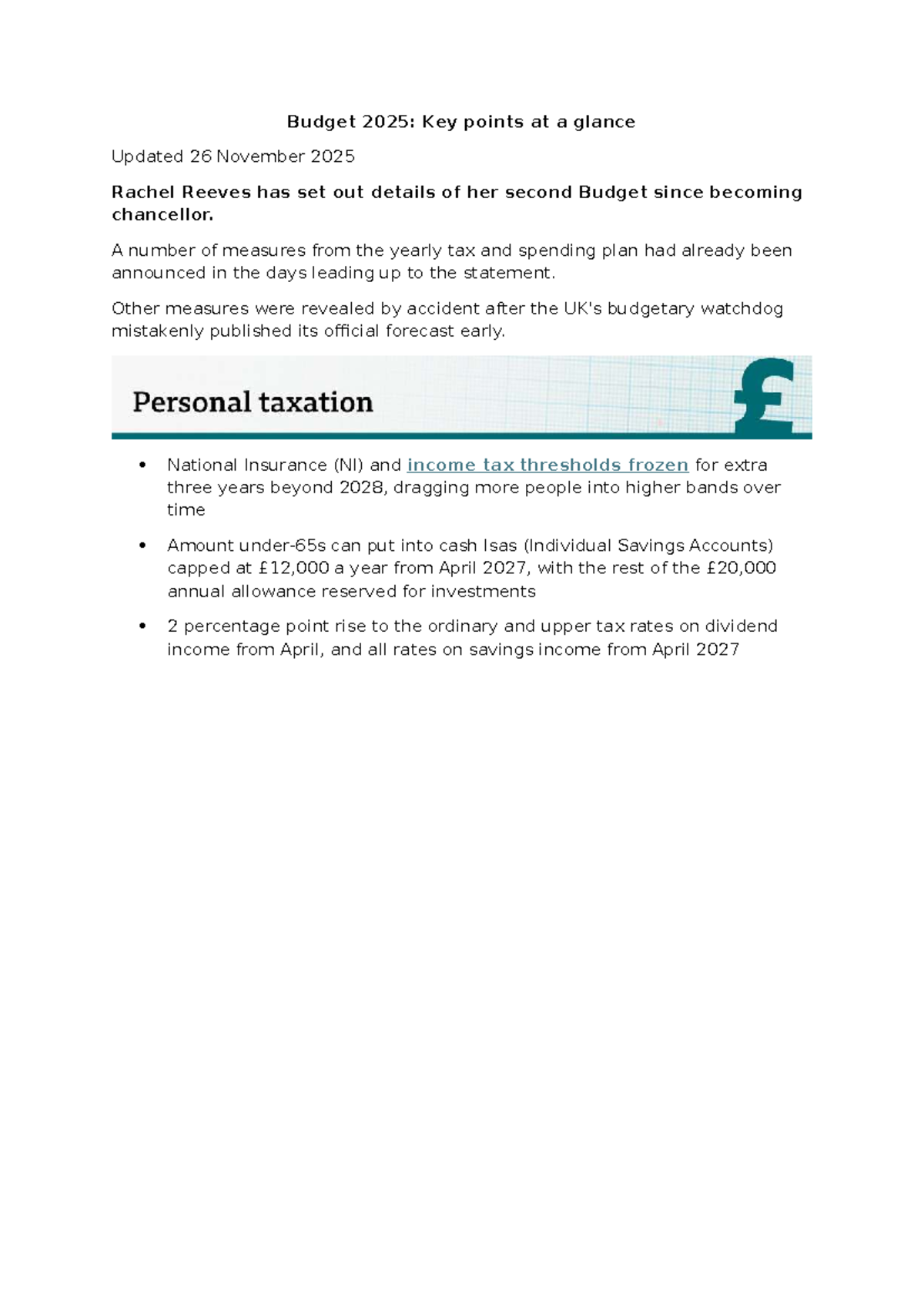 Budget 2025: Key Highlights and Changes Explained - Studocu