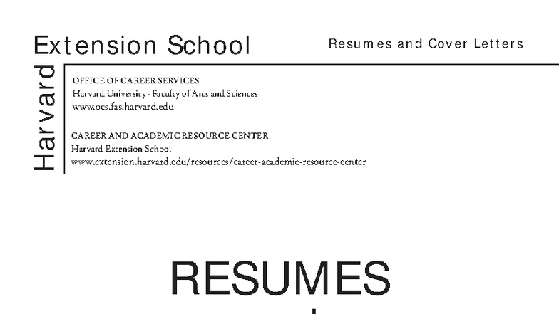 Harvard Extension School Resumes & Cover Letters Guide 2021 - Studocu