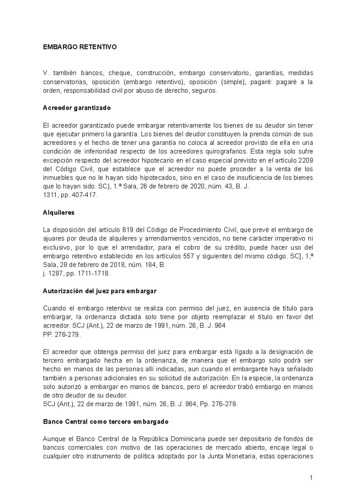 Jurisprudencia sobre Embargo Retentivo: Análisis y Casos Relevantes ...