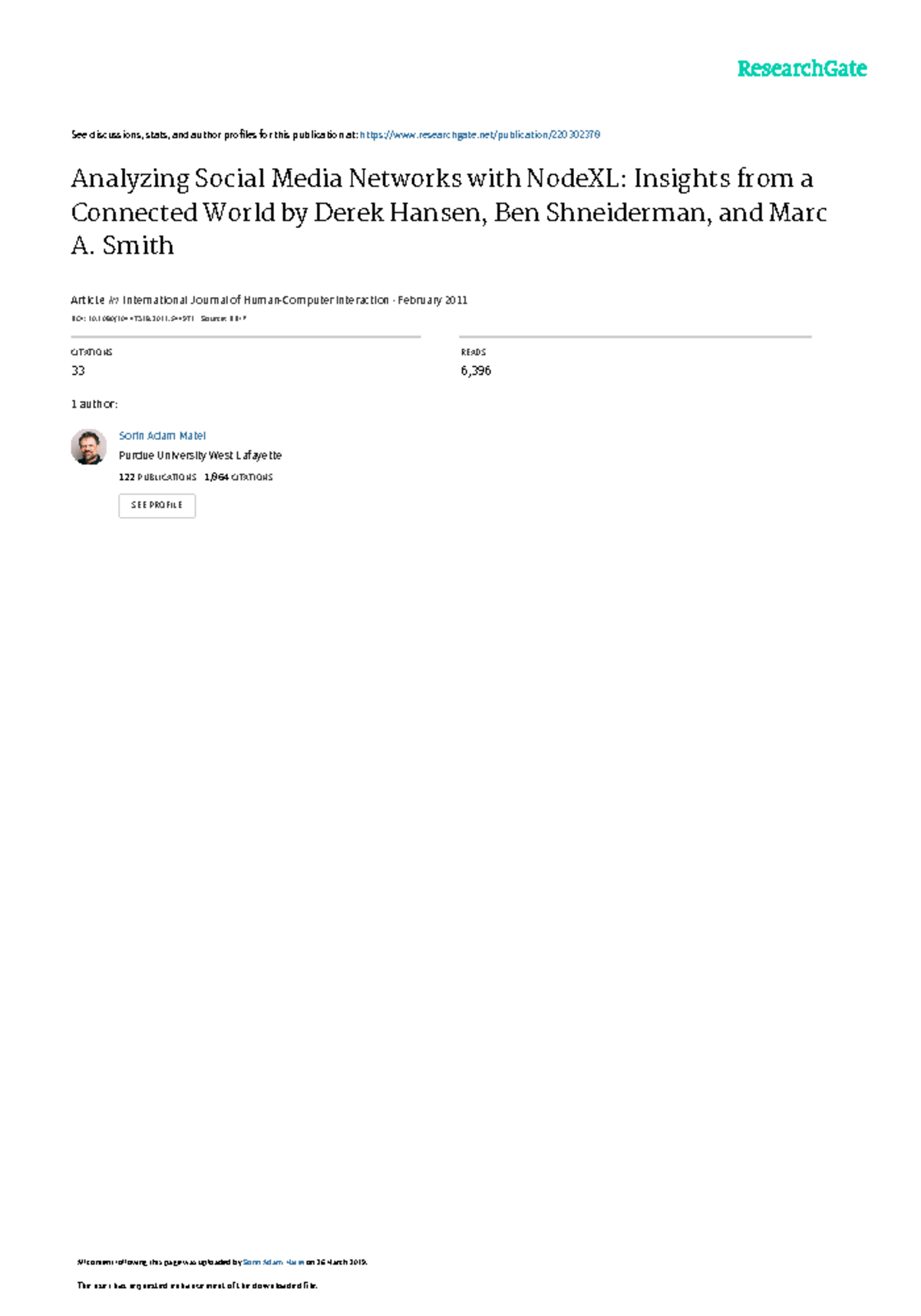 Analyzing Social Media Networkswith Node XLInsightsfroma Connected ...