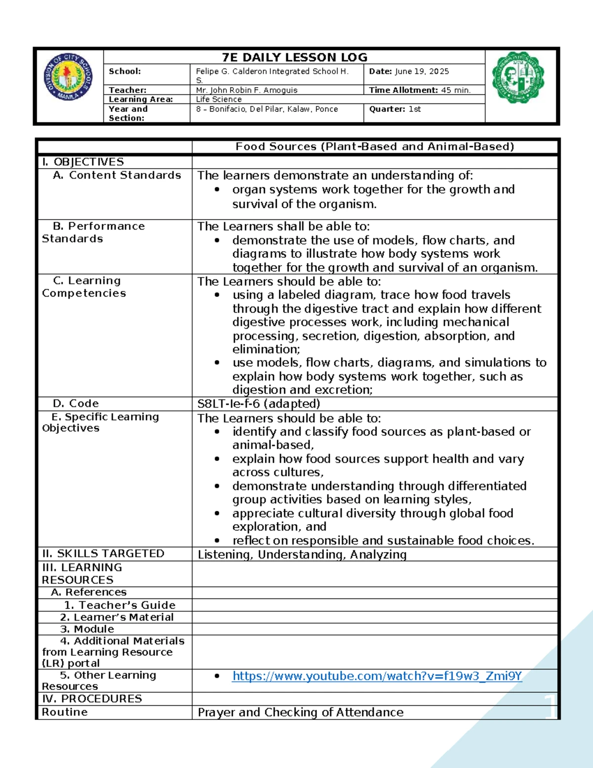 G8 DLL June 17 2025 - Week 1 Lesson Plan for Science 8 - Studocu