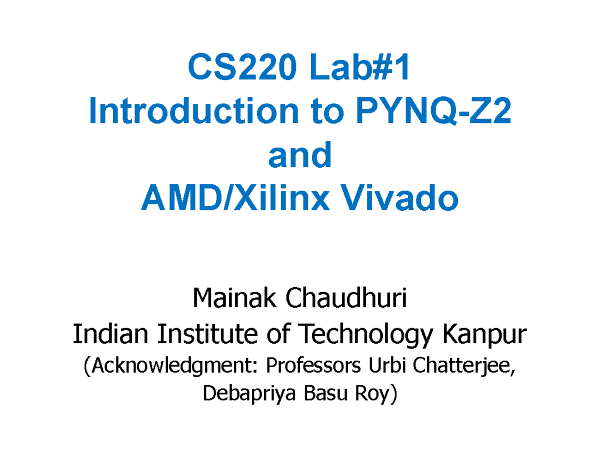 CS220 Lab1: FPGA Full Adder Implementation with Vivado - Studocu