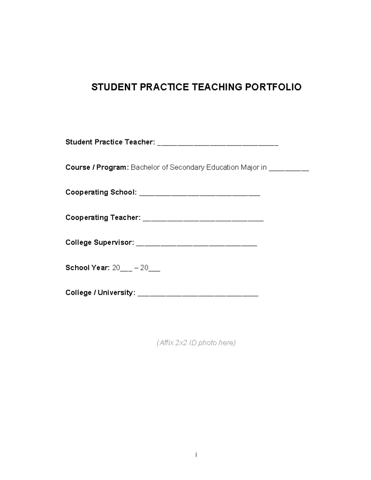 SPT Portfolio Template: Student Practice Teaching Reflection - Studocu