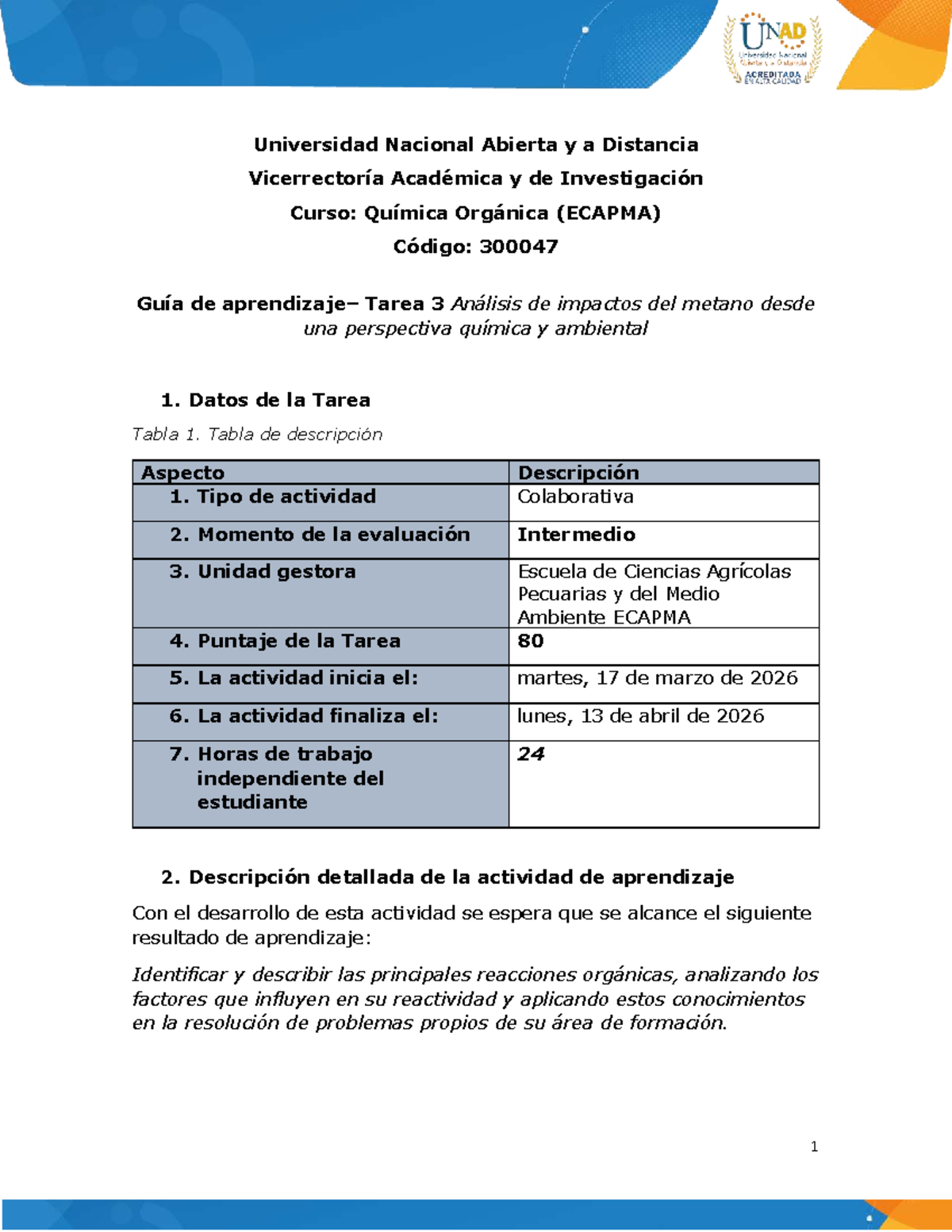 Guía de Tarea 3 (ECAPMA): Análisis del Metano en Química y Medio ...