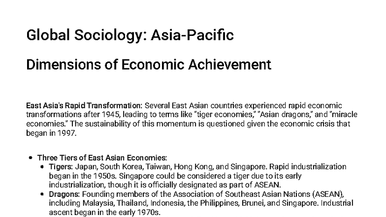 Cohen 2000 Study Guide: East Asian Economic Transformations - Studocu