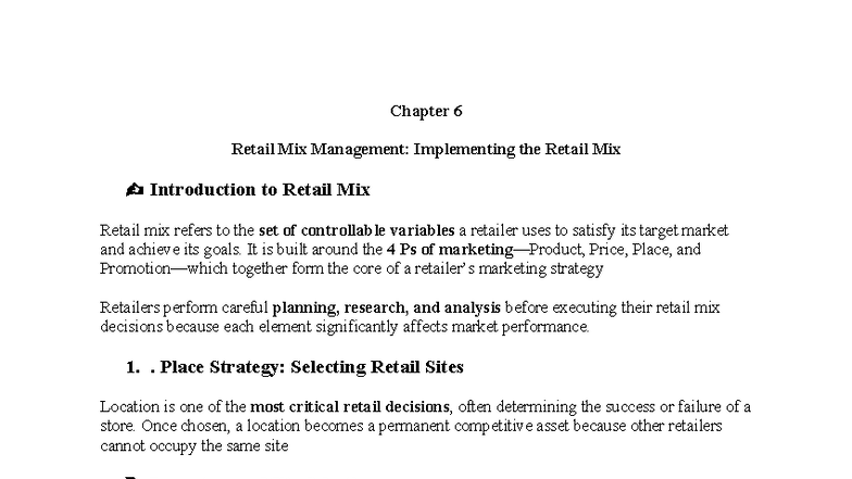 Chapter 6: Retail Mix Management Strategies (Course Code: NMBV NMVB ...