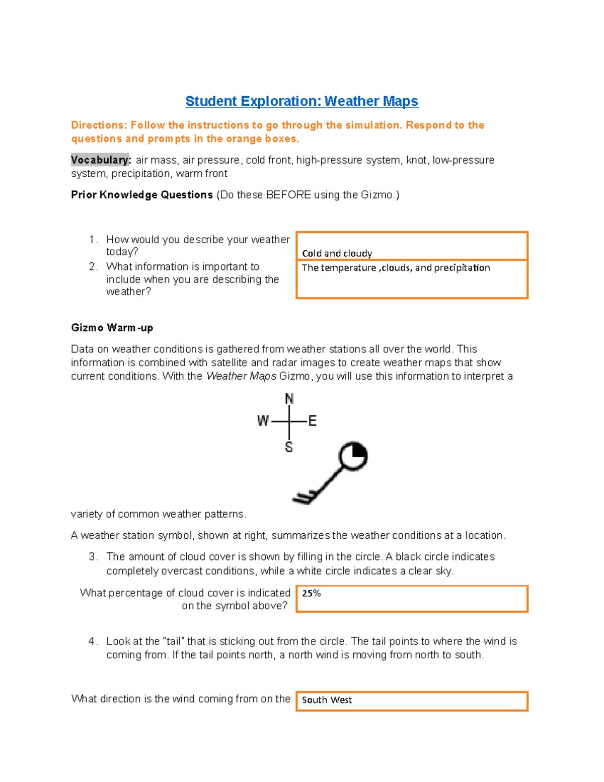 Exploring Weather Maps with Gizmo: Understanding Patterns and Systems - Studocu