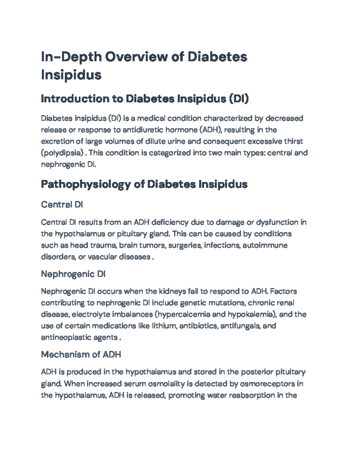 Diabetes Insipidus (DI): Pathophysiology, Diagnosis & Treatment ...