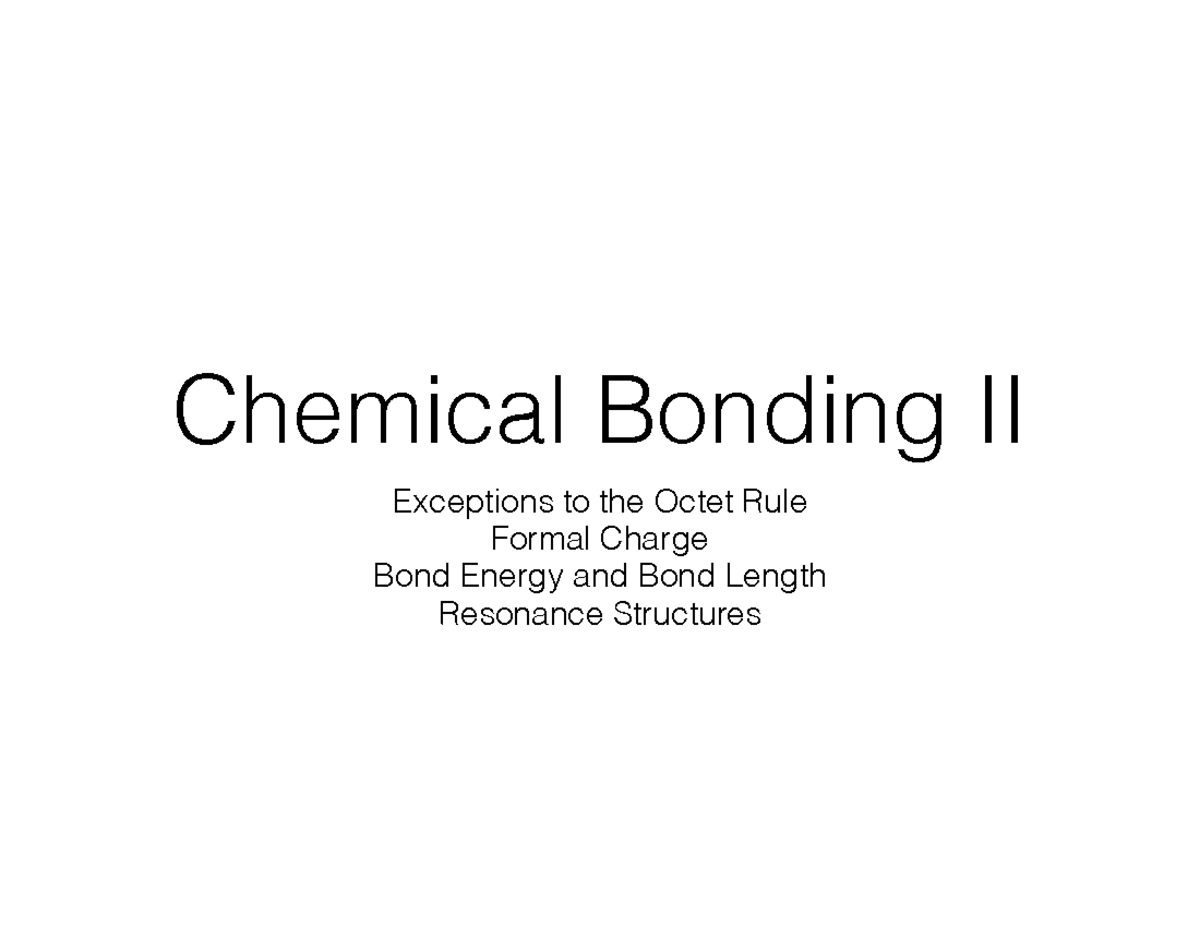 Chemical Bonding II: Exceptions to Octet Rule & Formal Charge - Studocu