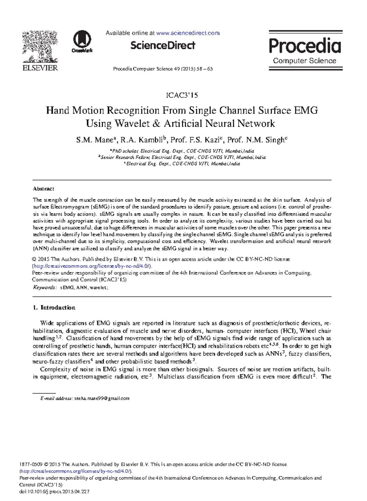 Reconocimiento de Movimientos de Mano con EMG y Red Neuronal - ICAC3'15 - Studocu