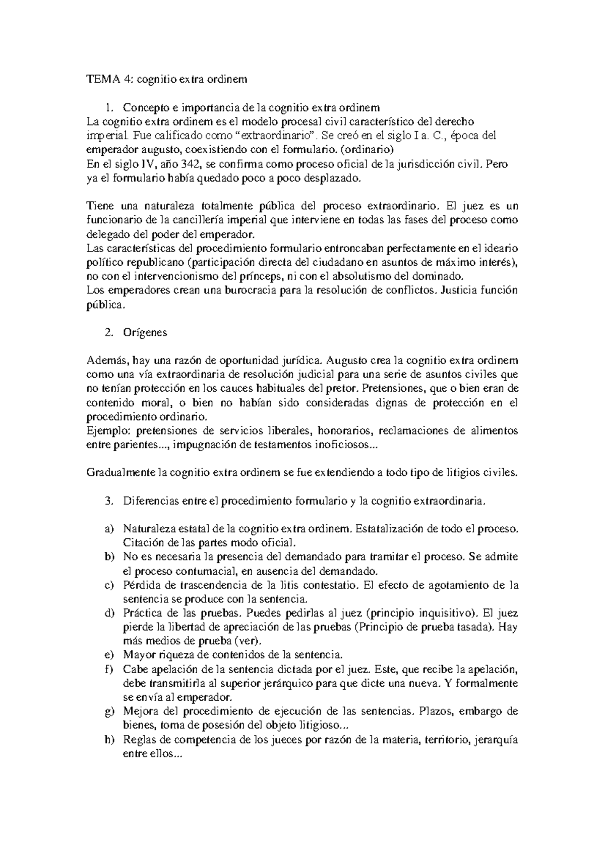 TEMA 4: Análisis de la cognitio extra ordinem y su Importancia - Studocu