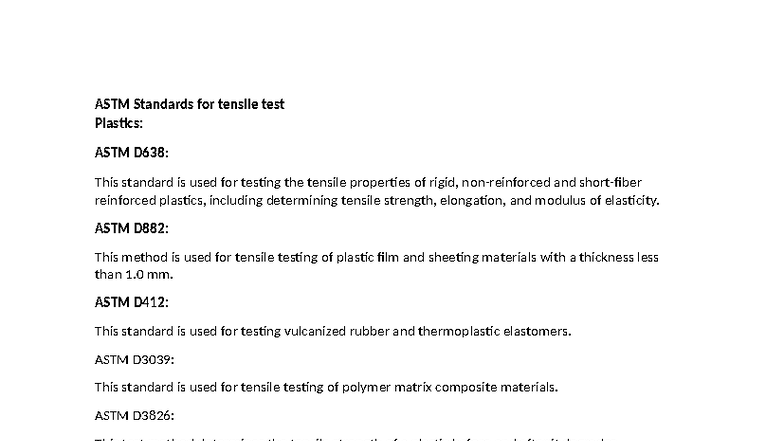 ASTM Standards for Tensile, Compression, and Impact Tests on Plastics ...