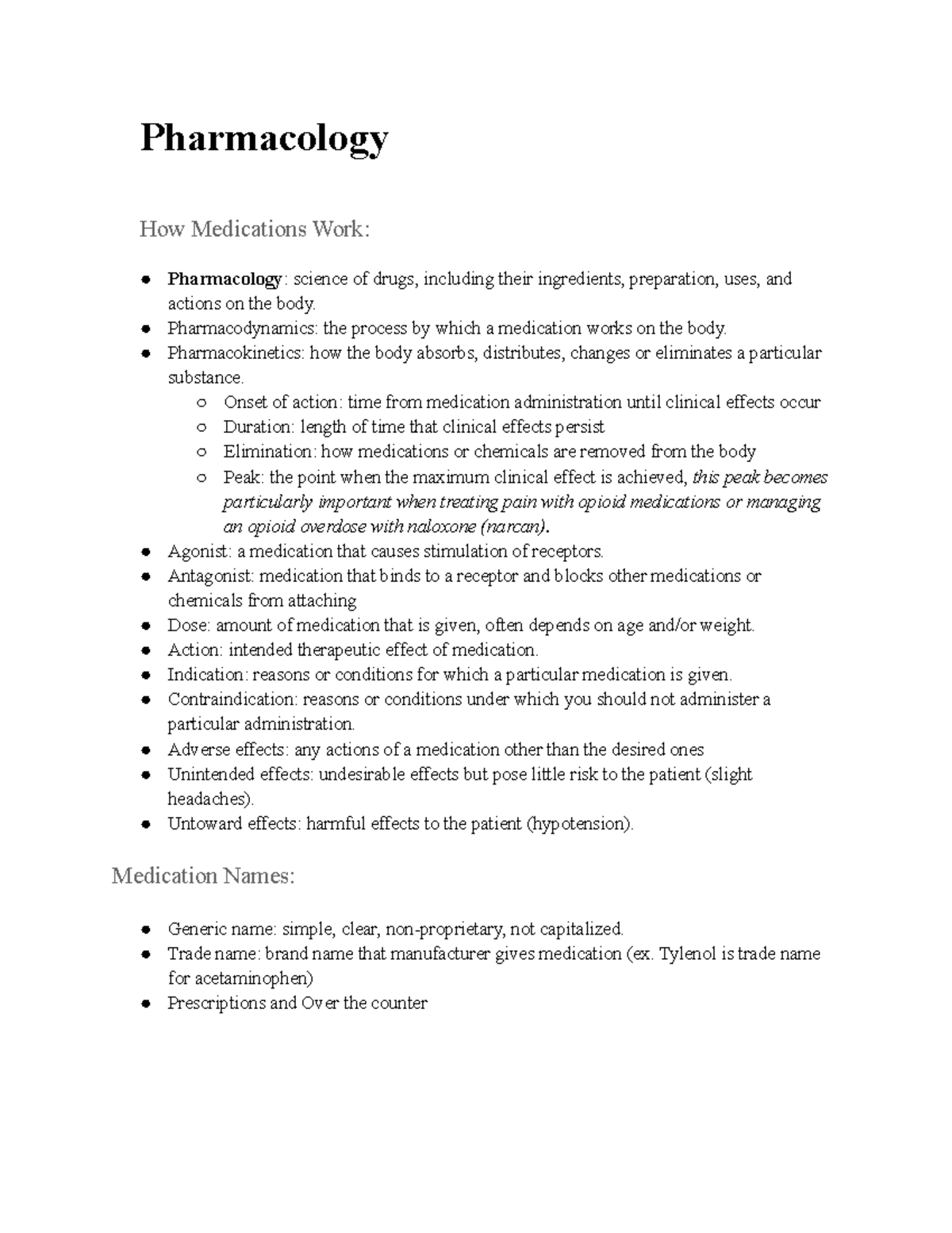 Pharmacology EMT - emt notes - Pharmacology How Medications Work ...