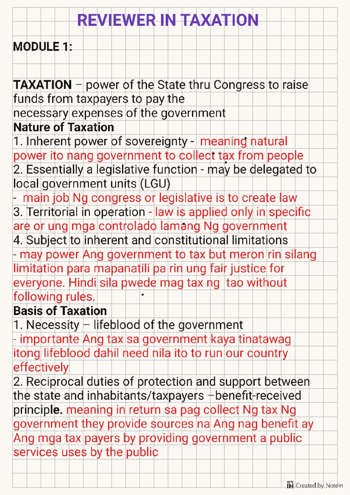 TAX R - Taxable income - REVIEWER IN TAXATION MODULE 1: TAXATION power ...