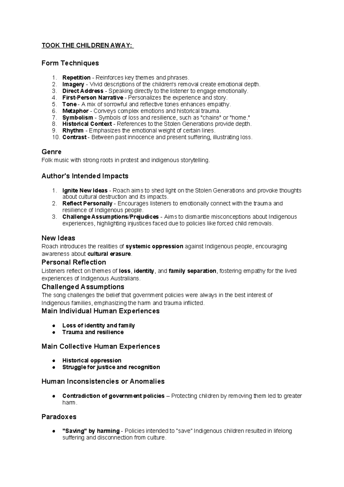 Analyzing Form Techniques in "Took the Children Away" - A Deep Dive ...