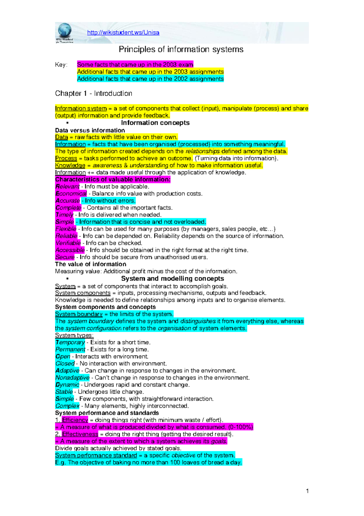 IS Principles and Concepts - Information Systems Notes 2 (IS 101) - Studocu