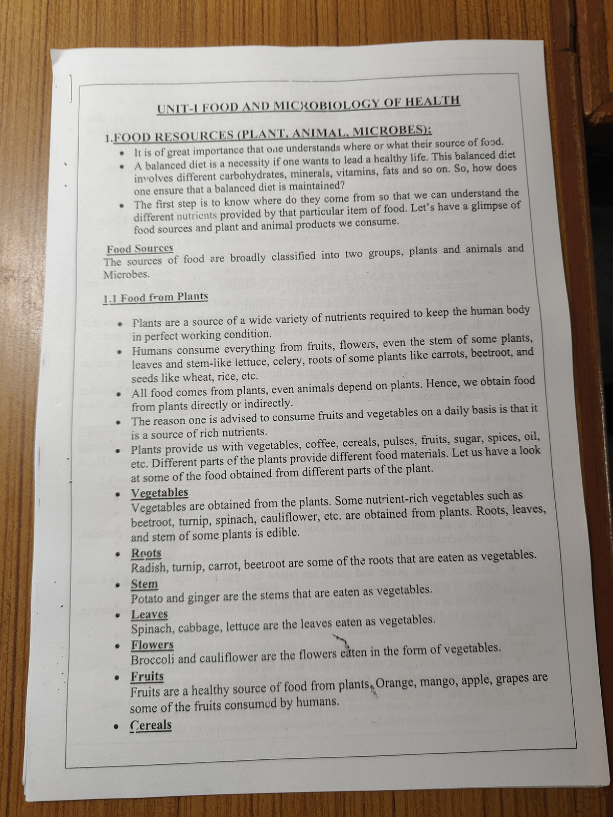 FNH 101: Food Sources and Microbiology in Health - Unit 1 Notes - Studocu