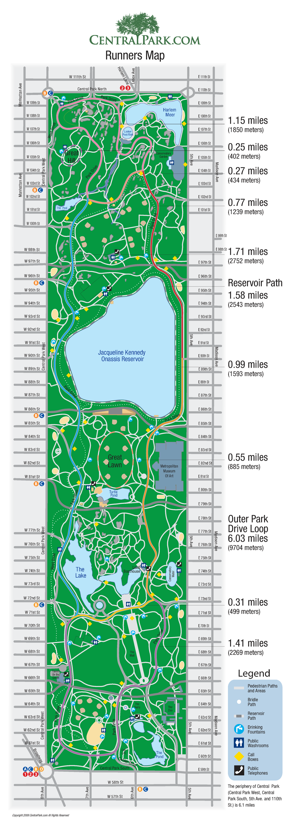 Central Park Running Map - The Dairy Cob Cot ConservatoryGarden TheZoo ...