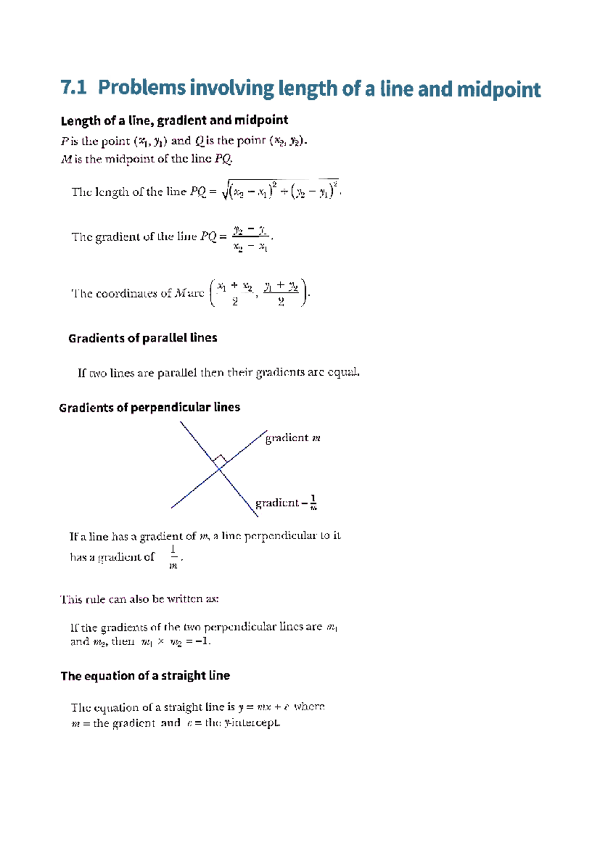 7.1 Problems on Line Length, Midpoint & Gradients - Straight Line Eq ...