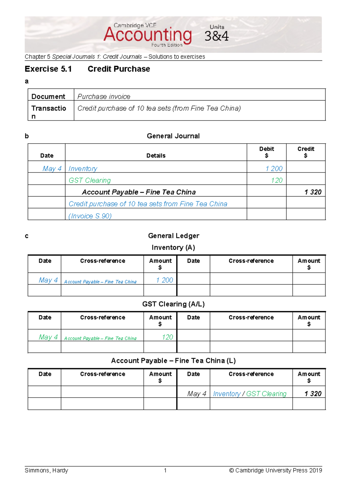 Ch05 Accounts Payable Exercise Solutions and Journal Entries - Studocu