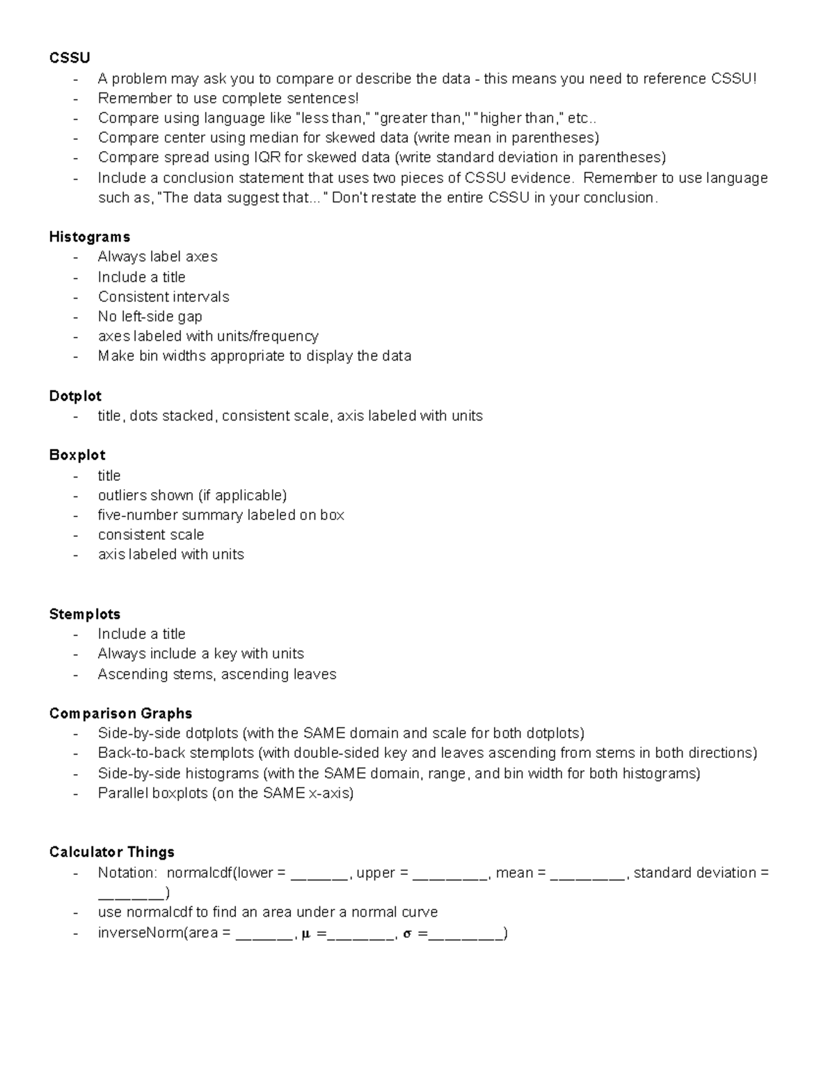 C1 & C2 Test Tip Sheet: Data Comparison Techniques - Studocu