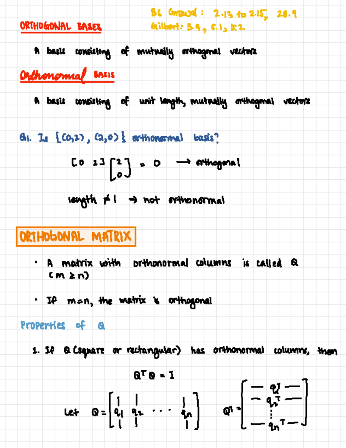 Linear Algebra Unit 4: Orthonormal Bases & Gram-Schmidt Process - Studocu