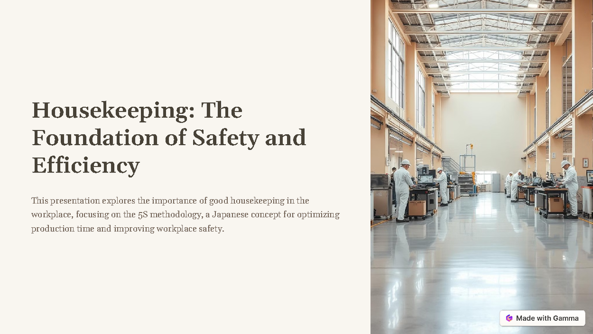 Housekeeping - Lectures - Housekeeping: The Foundation of Safety and ...