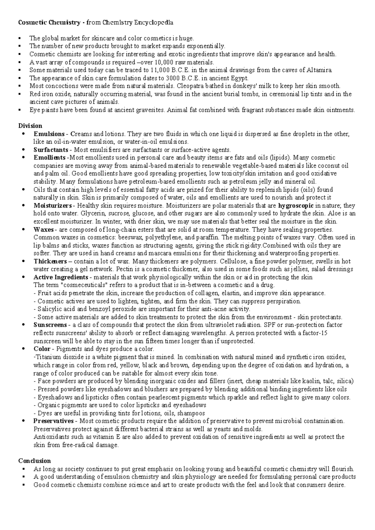 Cosmetic Chemistry Insights - Course Code: CHEM 101 - Studocu
